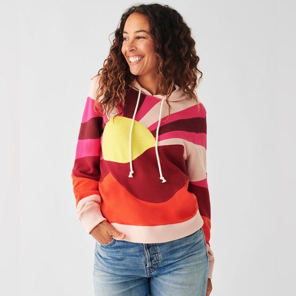 Faherty | Tops | Faherty Soleil Hoodie Maroon Banner | Poshmark